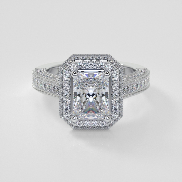 Shop: Lab Grown Diamond Double Tier Halo Radiant Cut Engagement Ring- 2 ...